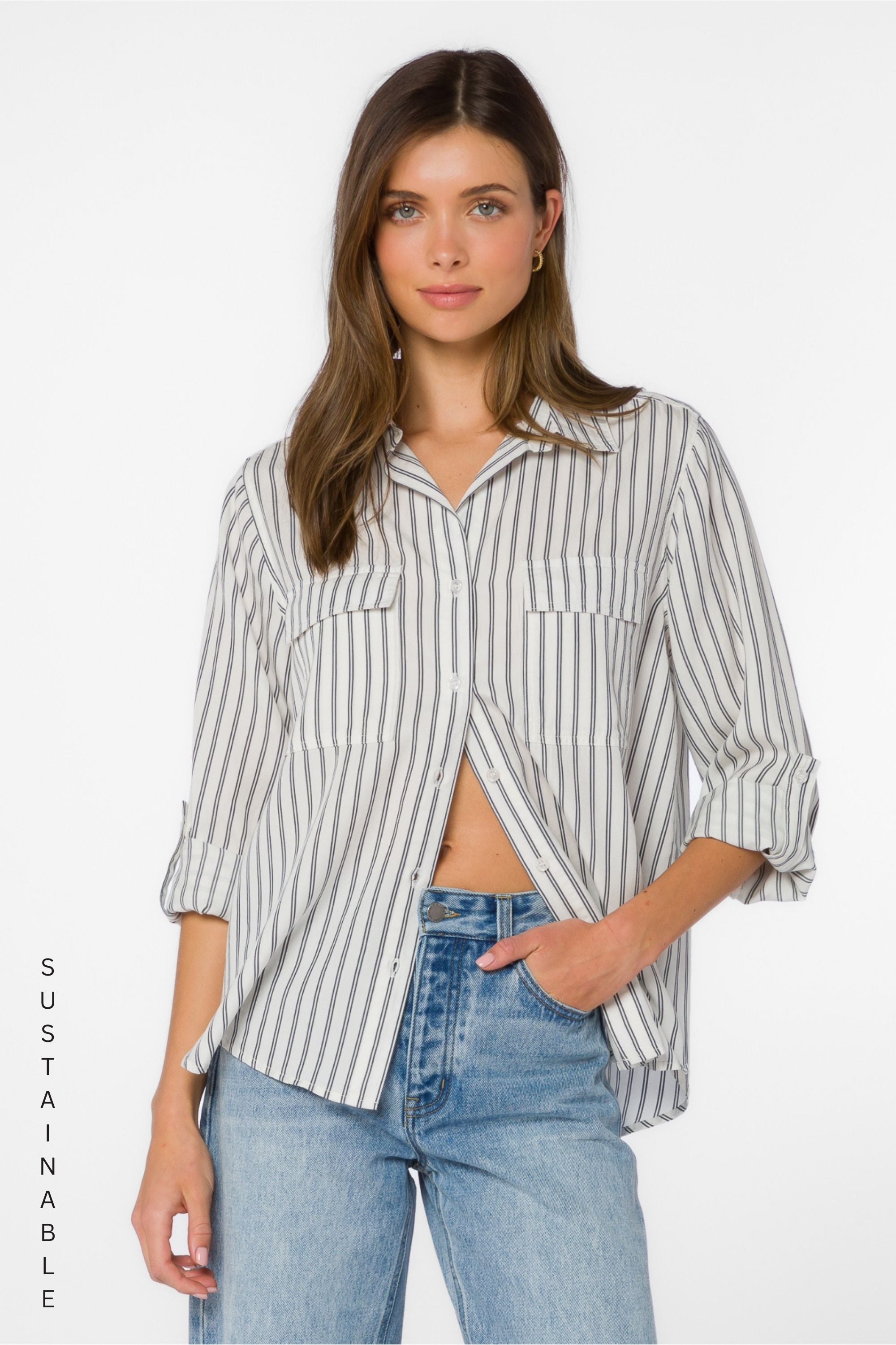 Talma Indigo Stripe Shirt – Velvet Heart Clothing