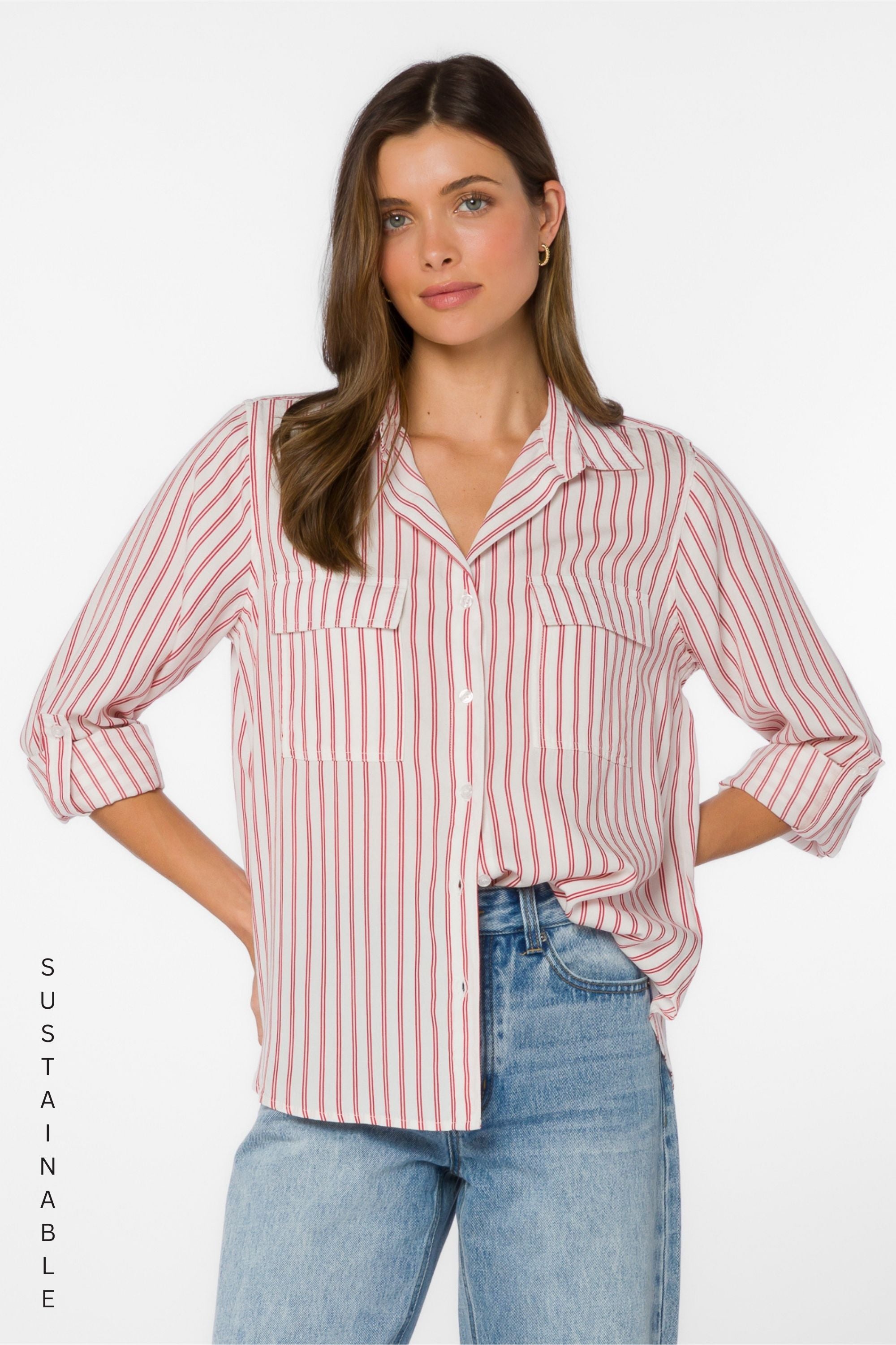 Talma Red Stripe Shirt – Velvet Heart Clothing